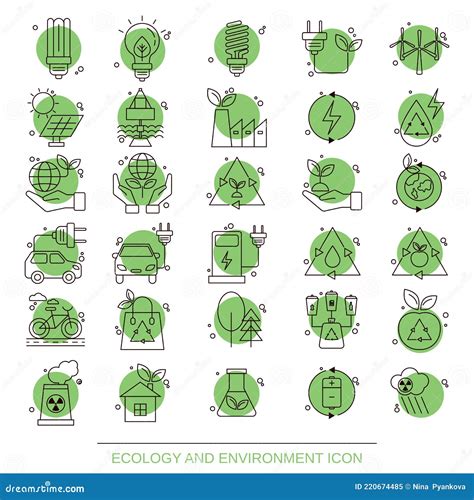 Ecological Icon Set Vector Illustration Line Style Icon Stock Vector
