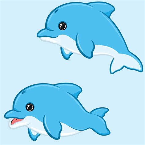 Ilustración de delfines en forma de dibujos animados 3602973 Vector en