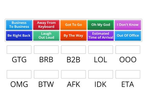 Internet Abbreviations Match Up