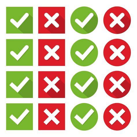 Premium Vector Set Green Check Marks And Red Crosses Of Simple Web