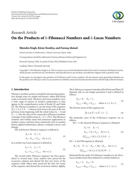 pdf on the products of fibonacci numbers and lucas numbers
