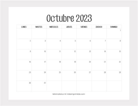 Calendarios Octubre Para Imprimir Gratis Vida Imprimible Riset