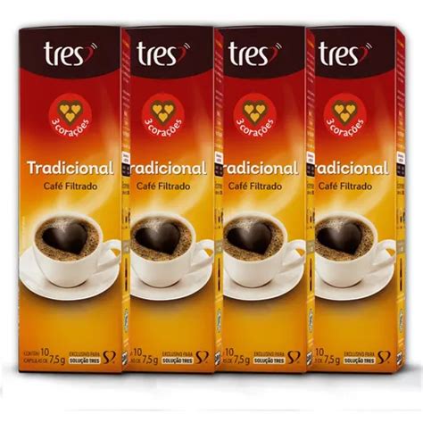 Kit 40 Cápsulas 3 Corações Filtrado Tradicional Parcelamento sem juros