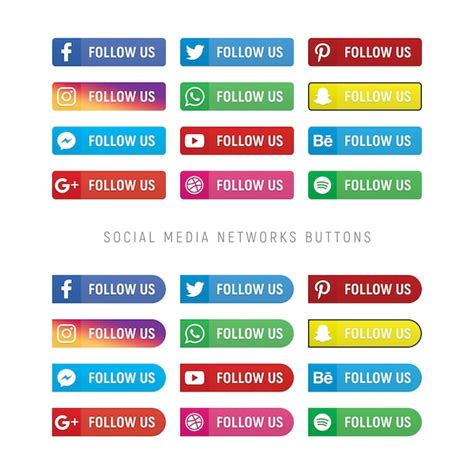 Colección de botones web de redes sociales Archivo PSD Premium