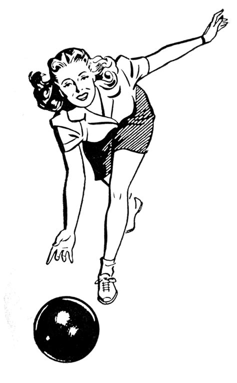 Retro Clip Art Woman And Man Bowling The Graphics Fairy 2 Clipartix