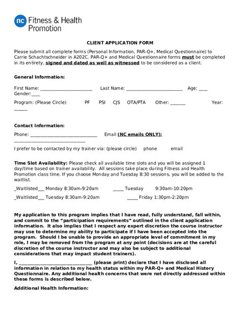 Please Submit All Complete S Personal Ination PAR Q Medical