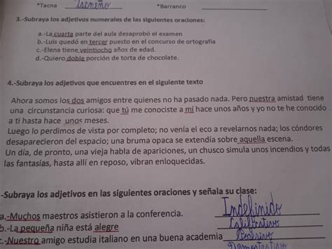 Subraya Los Adjetivos Que Encuentres En El Siguiente Texto Brainly Lat