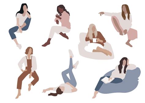 7 Flat Vector People Illustration SITTING PEOPLE Etsy People