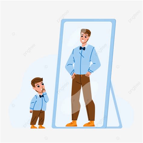 거울 벡터에서 성인 남자를 꿈꾸는 아이 소년 어린이 상상력 지금 PNG 일러스트 및 벡터 에 대한 무료 다운로드