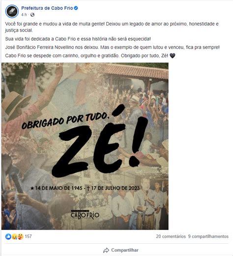 Prefeito de Cabo Frio José Bonifácio morre aos 78 anos Brasil