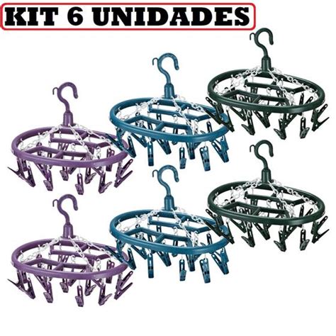 KIT 6 Varais Roupas Íntimas Varal Oval 18 Prendedores Calcinha