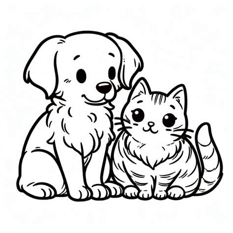 Coloriage Chien et Chat à imprimer sur ColoriageEnfant