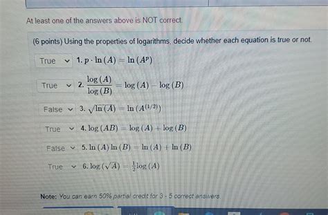 solved 6 points using the properties of logarithms decide