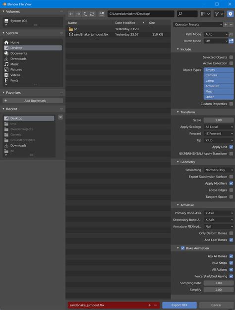 Export Exporting Animation To Fbx Blender Stack Exchange