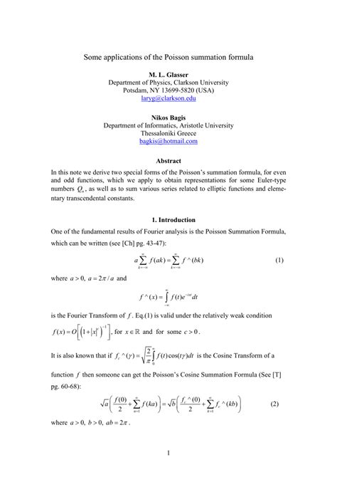 pdf some applications of the poisson summation formula