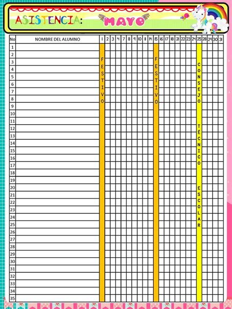 Excelentes Listas De Asistencia Del Ciclo Escolar Dise O De