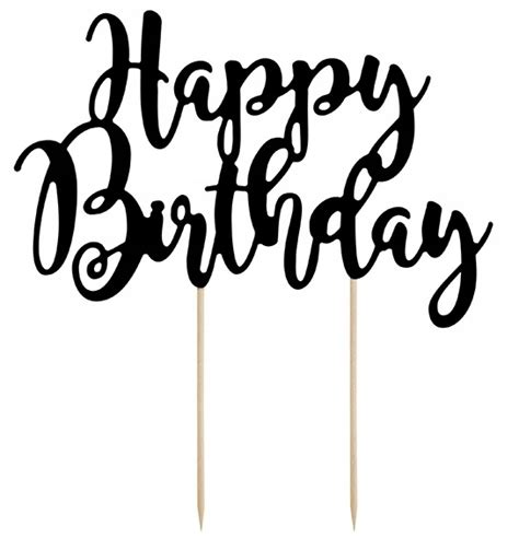 TOPPER NA TORT HAPPY BIRTHDAY CZARNY URODZINY 23CM 7825948990 Allegro Pl