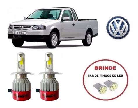Kit Lampadas Super Led Farol Alto E Baixo Saveiro G Brinde