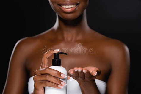 Cropped Of African American Woman Applying Stock Image Image Of