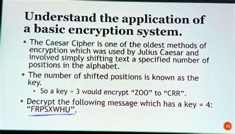 solved understand the application of a basic encryption system the caesar cipher is one of the