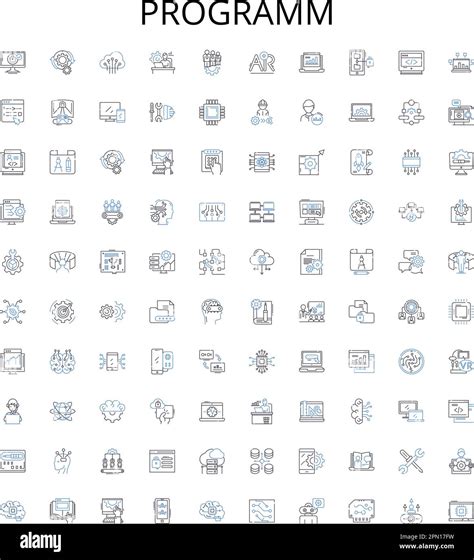 programm outline icons collection program programm programming plans scripts algorithms