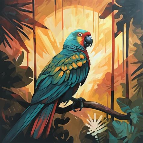 Premium Photo Brightly Colored Parrot Perched On A Branch In A