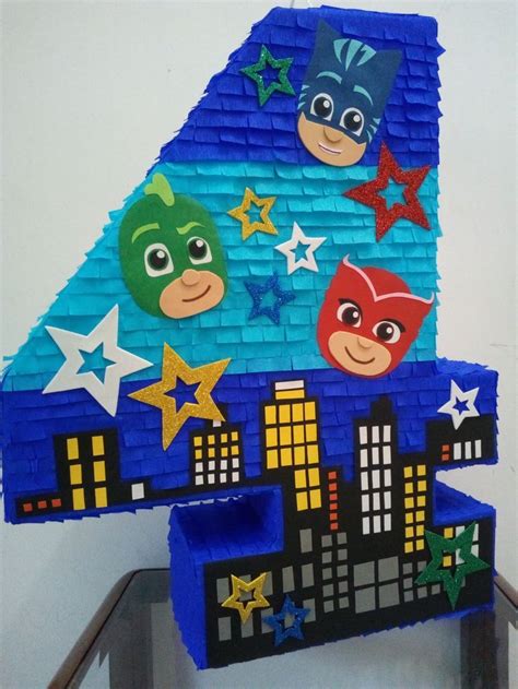 Number Pj Mask Pi Ata Pj Masks Birthday Birthday Pinata Pj Mask Party