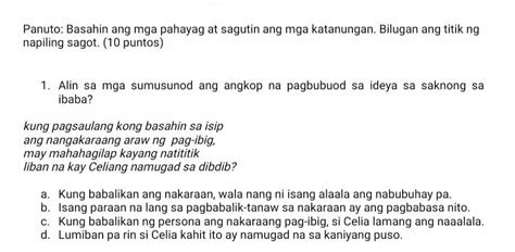 Solved Panuto Basahin Ang Mga Pahayag At Sagutin Ang Mga Katanungan