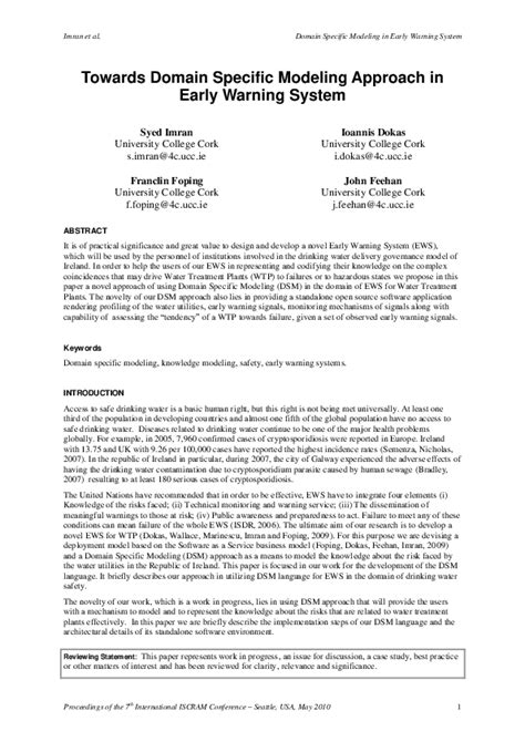 pdf towards domain specific modeling approach in early warning system syed imran