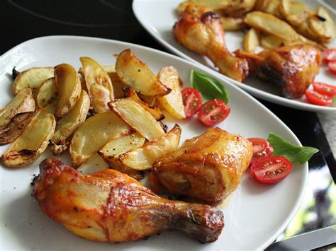 H Hnchenschenkel Mit Kartoffeln Aus Dem Backofen Von Taps Chefkoch