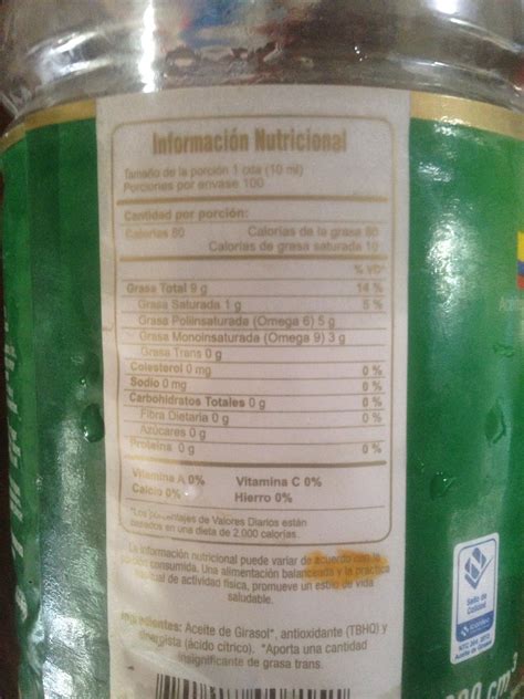Total 95 Imagen Tabla Nutricional Aceite De Girasol Abzlocal Mx