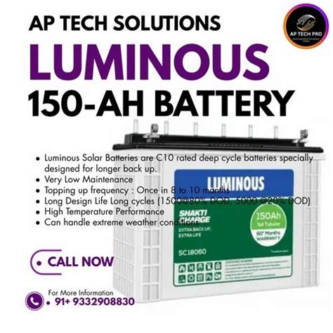 Luminous Solar 150 Ah Tall Tubular Battery At Rs 18780 Luminous Solar