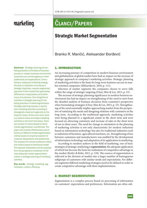 la segmentation les critères de segmentation