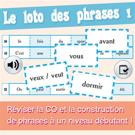 Jeu Le Loto Des Phrases A D Marche Fle