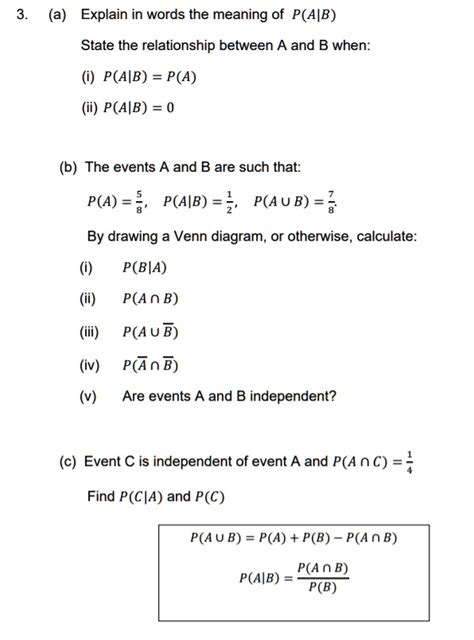 solved a explain in words the meaning of p a b state the relationship between a and b when
