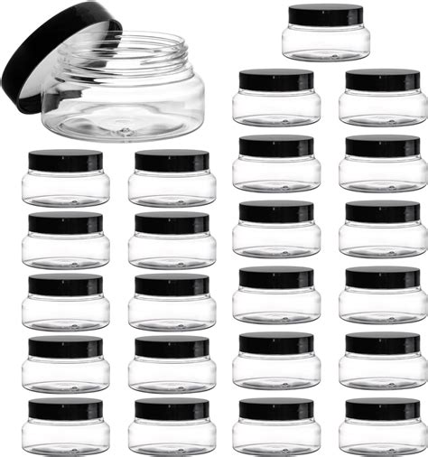Lot De 24 Bocaux Ronds En Plastique Transparent Avec Couvercles