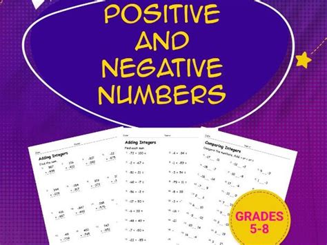 integer number lines adding subtracting multiplying and dividing integers teaching resources