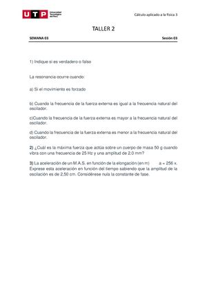 taller uno de cuatro Cálculo aplicado a la física 3 TALLER 1 SEMANA