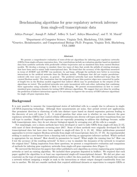 pdf benchmarking algorithms for gene regulatory network inference from single cell