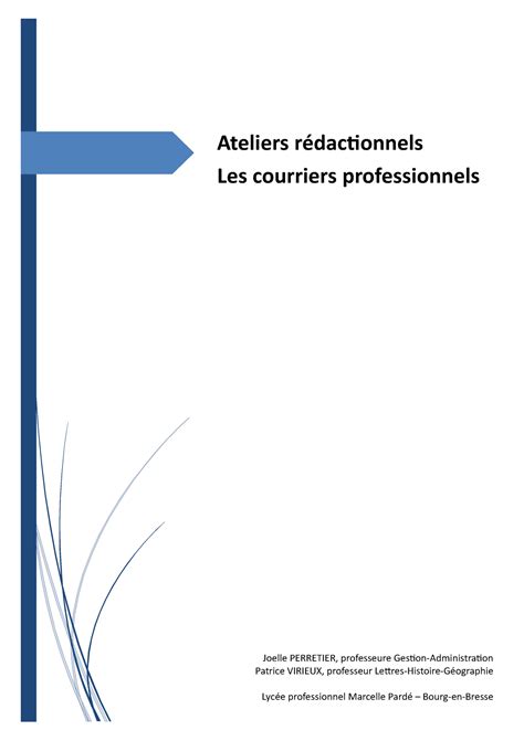 Courrierspro Ateliers rédactionnels Les courriers professionnels