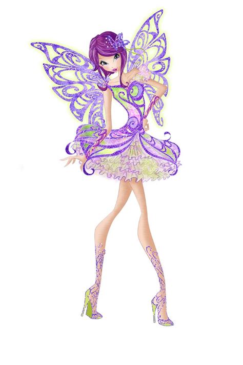 A Woman In A Purple And Green Fairy Costume Is Holding Her Hand On Her Hip