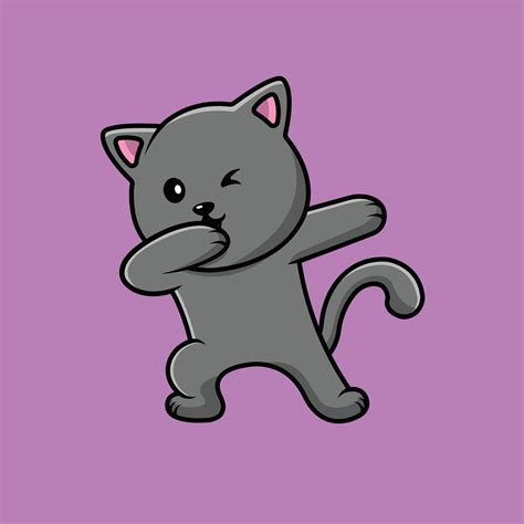 Ilustración de icono de vector de dibujos animados lindo gato frotando