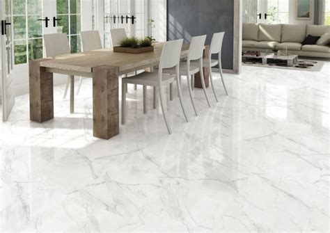 Carrara White Gloss Marble Effect Ceramic Floor Tile