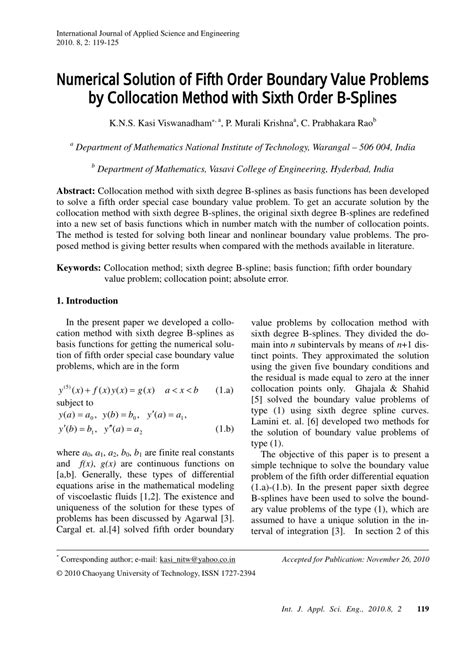 pdf numerical solution of fifth order boundary value problems by collocation method with sixth