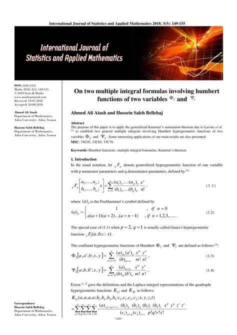 pdf on two multiple integral formulas involving humbert functions of two variables