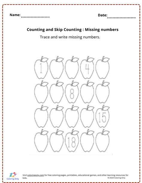 Counting And Skip Counting Missing Numbers Free Printable Worksheet