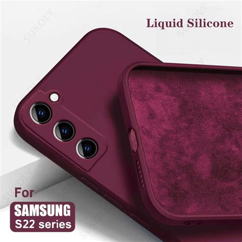 Capa Quadrada De Silicone Líquido Para Samsung Galaxy S22 S23 Plus