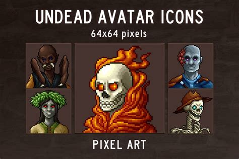 Undead Avatar Icons 64x64 Pixel Art CraftPix Net