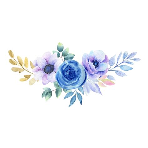 Ilustración acuarela de flores azules Foto Premium