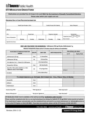 Fillable Online STI Medication Order Form Toronto Ca Fax Email Print